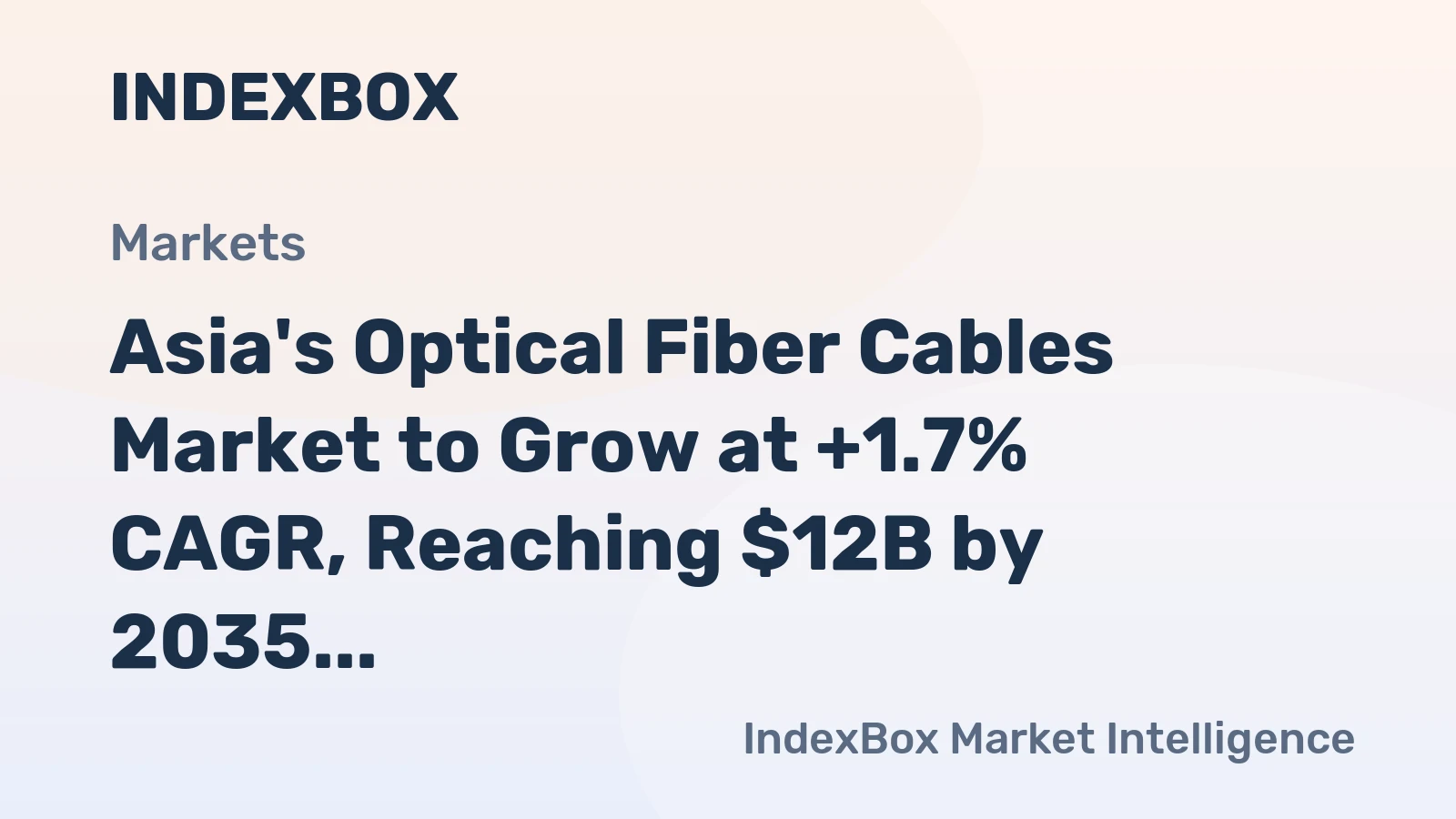 Asia's Optical Fiber Cables Market to Grow at +1.7% CAGR, Reaching $12B by 2035