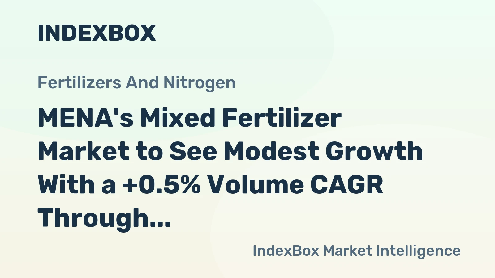 MENA's Mixed Fertilizer Market to See Modest Growth With a +0.5% Volume CAGR Through 2035