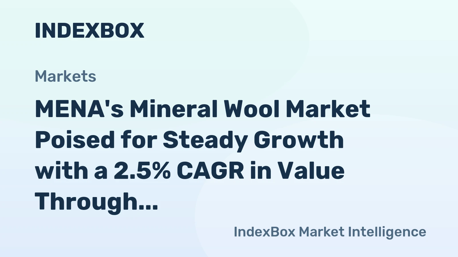 MENA's Mineral Wool Market Poised for Steady Growth with a 2.5% CAGR in Value Through 2035