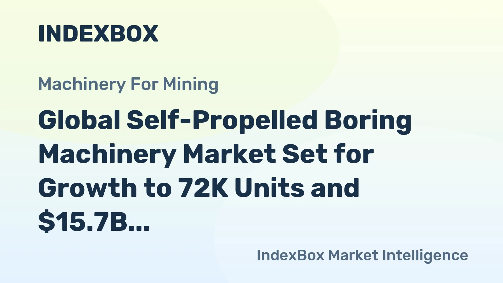 Global Self-Propelled Boring Machinery Market Set for Growth to 72K Units and $15.7B in Value