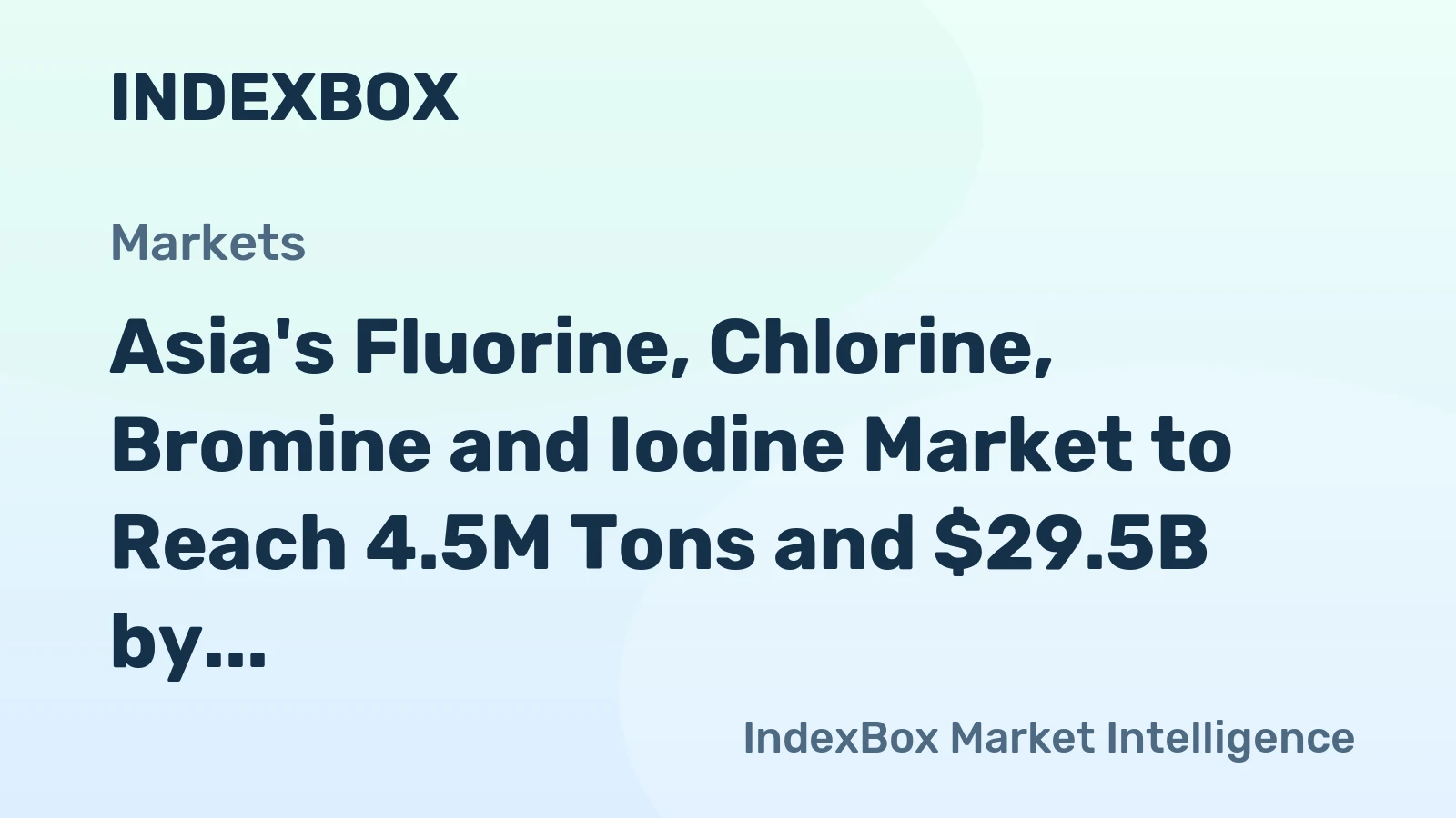 Asia's Fluorine, Chlorine, Bromine and Iodine Market to Reach 4.5M Tons and $29.5B by 2035