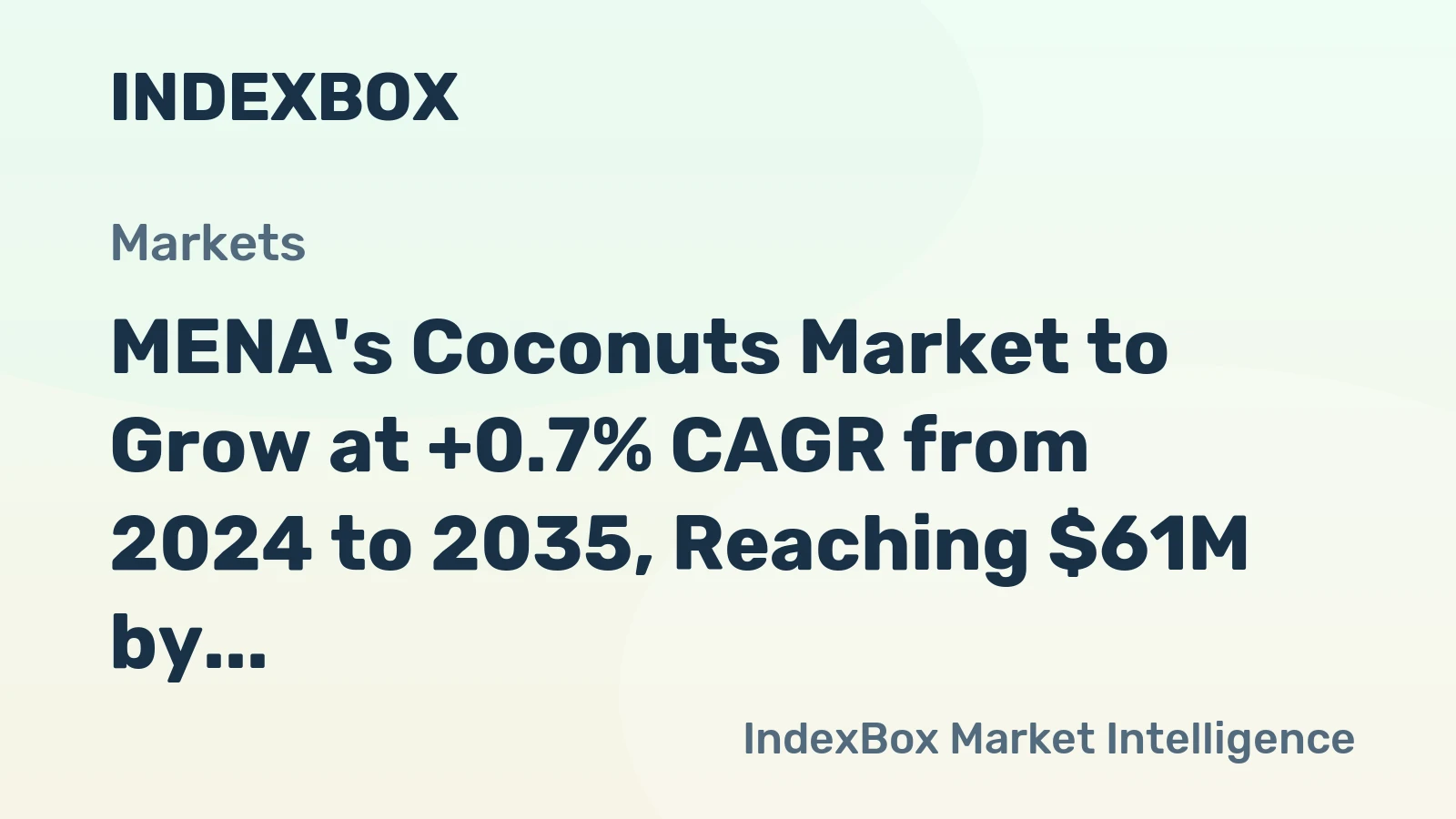 MENA's Coconuts Market to Grow at +0.7% CAGR from 2024 to 2035, Reaching $61M by 2035