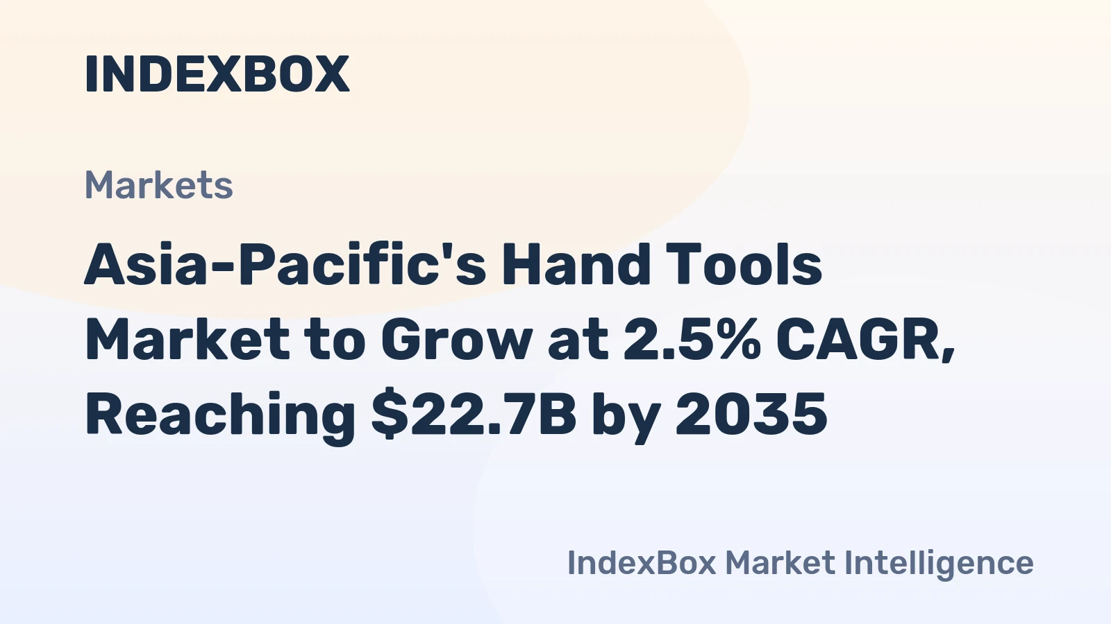Asia-Pacific's Hand Tools Market to Grow at 2.5% CAGR, Reaching $22.7B by 2035