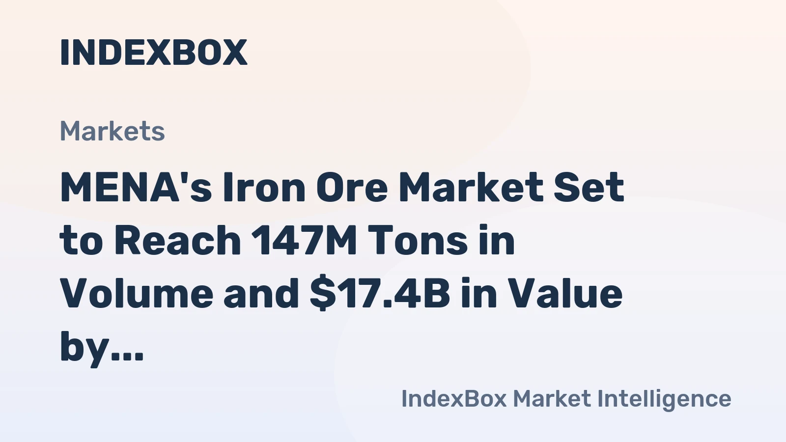 MENA's Iron Ore Market Set to Reach 147M Tons in Volume and $17.4B in Value by 2035