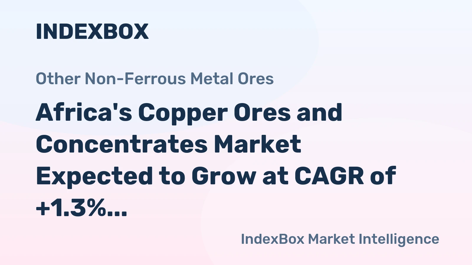 Africa's Copper Ores and Concentrates Market Expected to Grow at CAGR of +1.3% from 2024 to 2035, Reaching $9.5B by End of Period