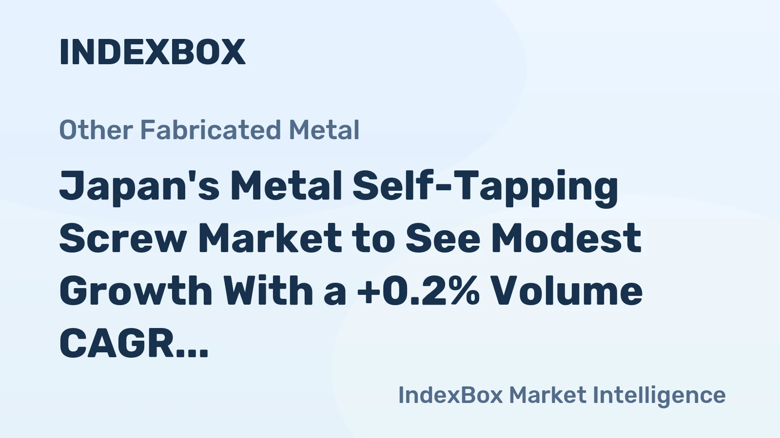 Japan's Metal Self-Tapping Screw Market to See Modest Growth With a +0.2% Volume CAGR Through 2035