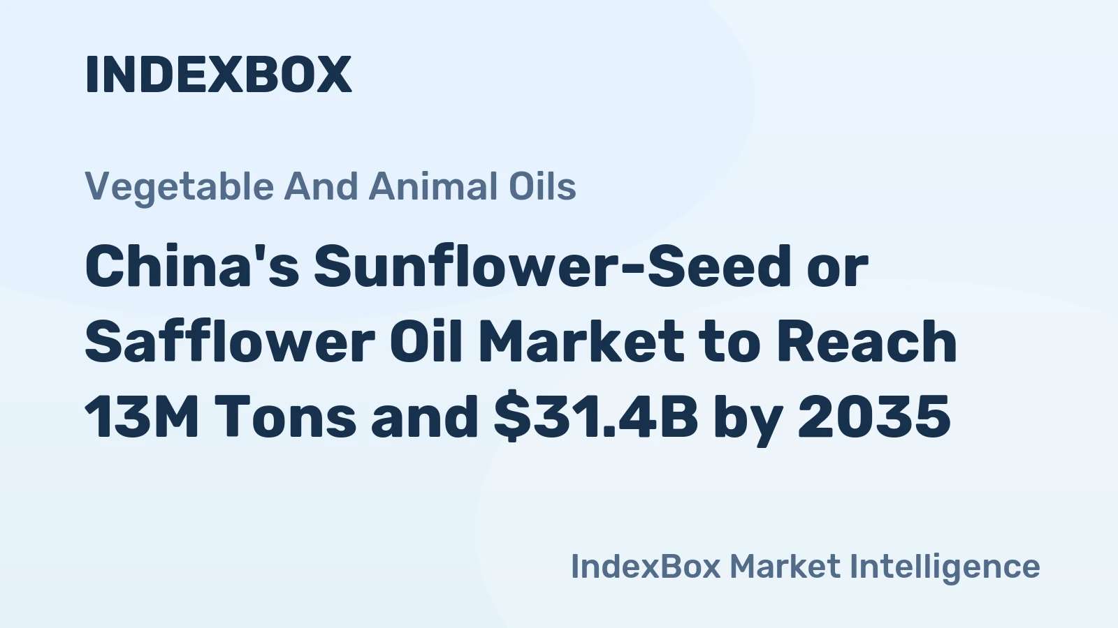 China's Sunflower-Seed or Safflower Oil Market to Reach 13M Tons and $31.4B by 2035