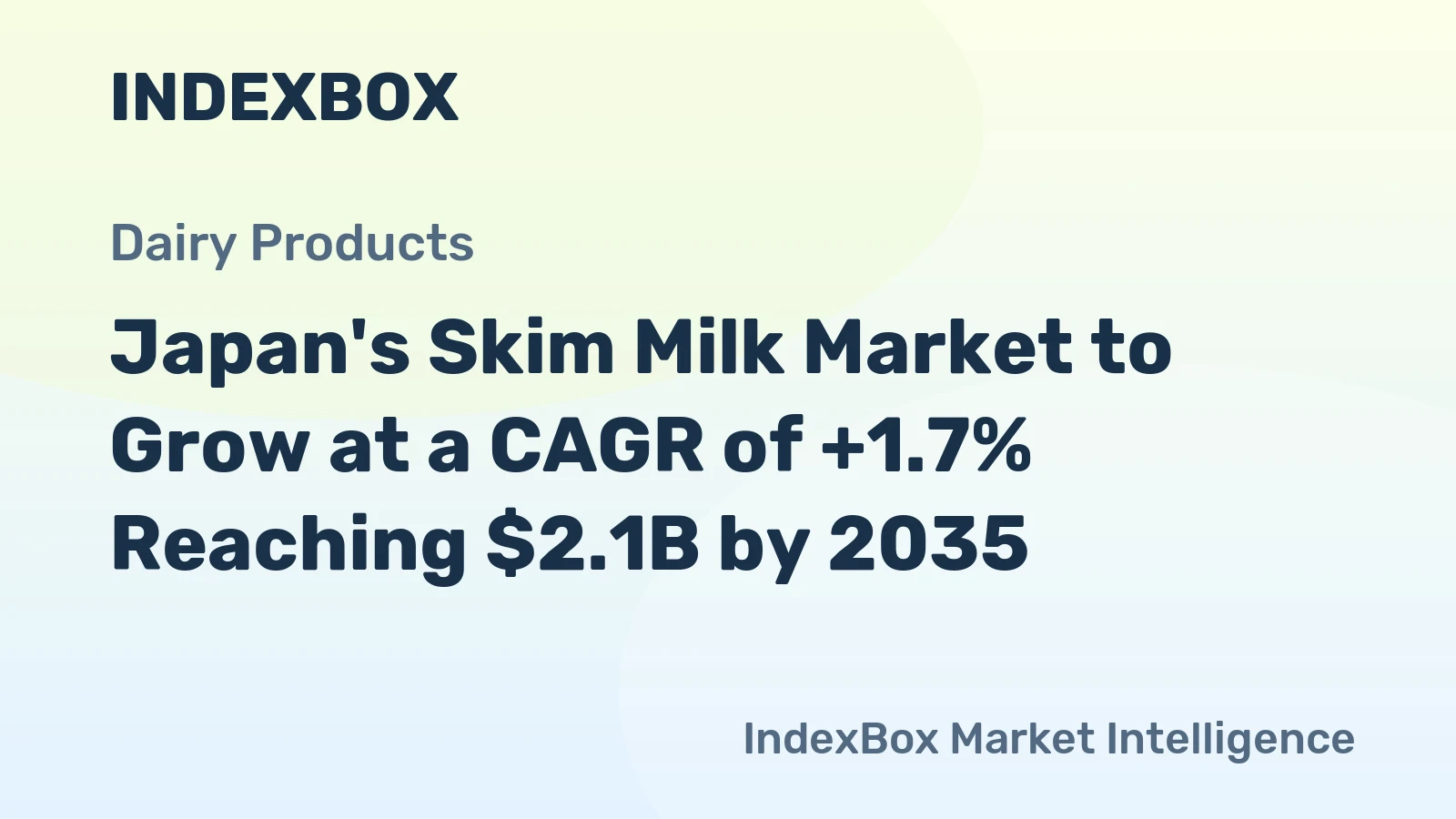 Japan's Skim Milk Market to Grow at a CAGR of +1.7% Reaching $2.1B by 2035