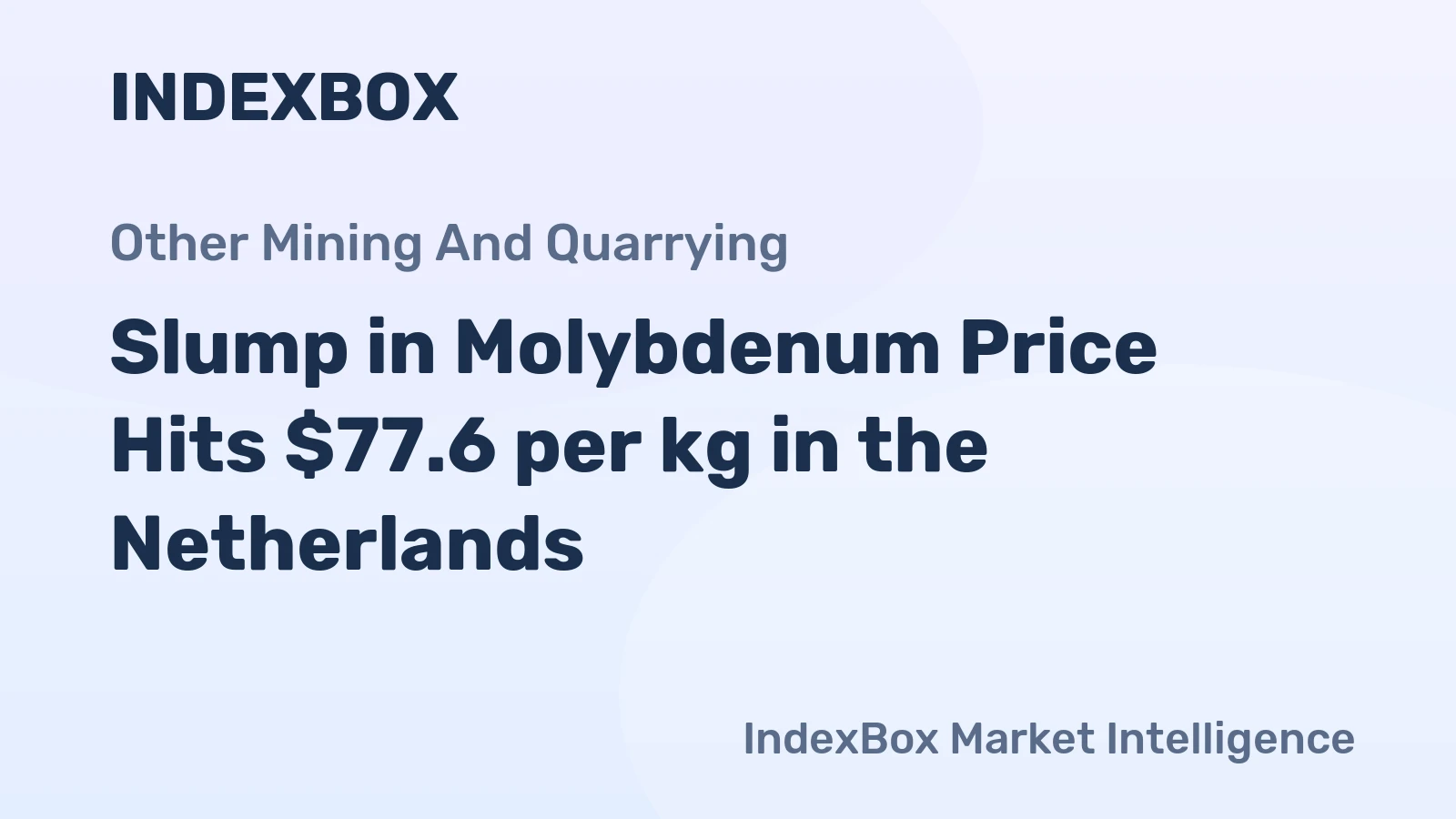 Slump in Molybdenum Price Hits $77.6 per kg in the Netherlands