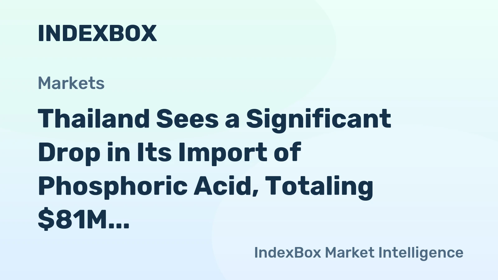 Thailand Sees a Significant Drop in Its Import of Phosphoric Acid, Totaling $81M in 2023