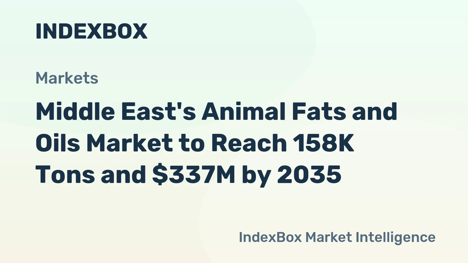 Middle East's Animal Fats and Oils Market to Reach 158K Tons and $337M by 2035