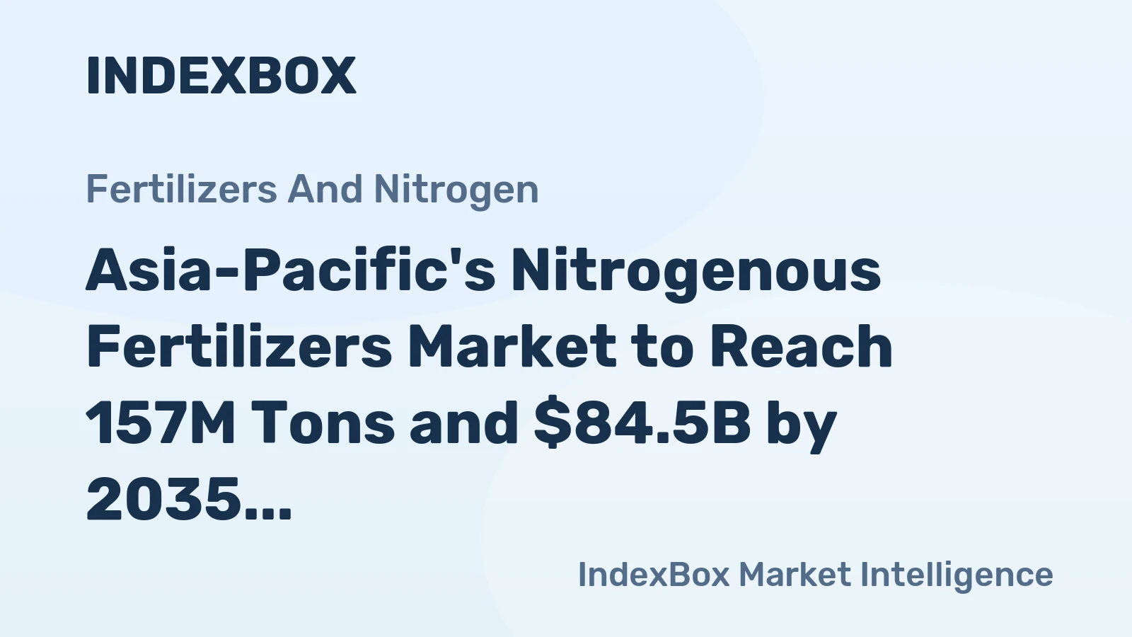 Asia-Pacific's Nitrogenous Fertilizers Market to Reach 157M Tons and $84.5B by 2035, Driven by Increasing Demand