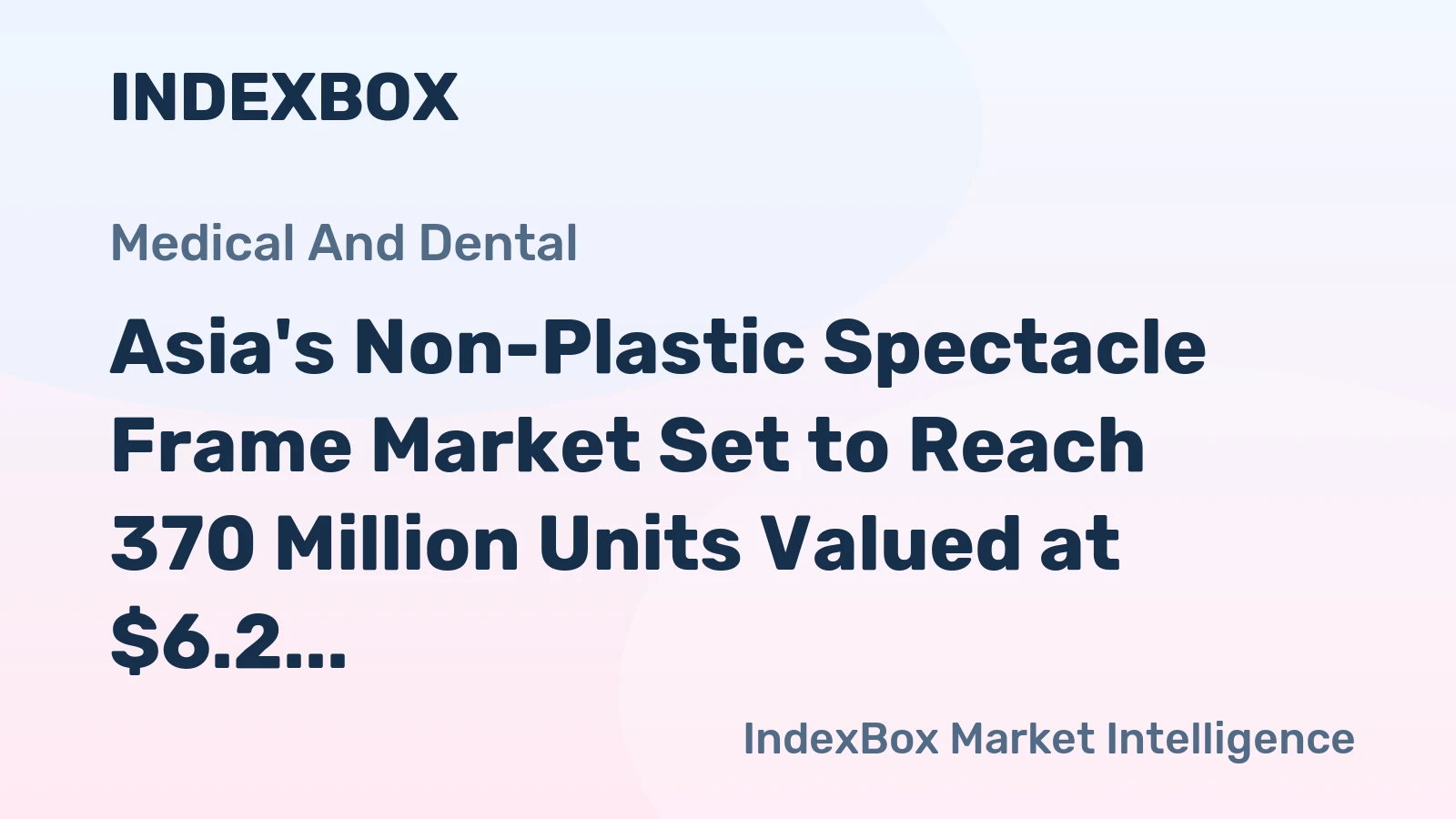 Asia's Non-Plastic Spectacle Frame Market Set to Reach 370 Million Units Valued at $6.2 Billion