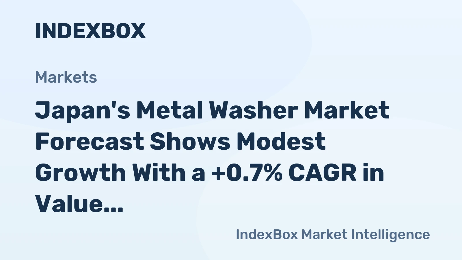 Japan's Metal Washer Market Forecast Shows Modest Growth With a +0.7% CAGR in Value