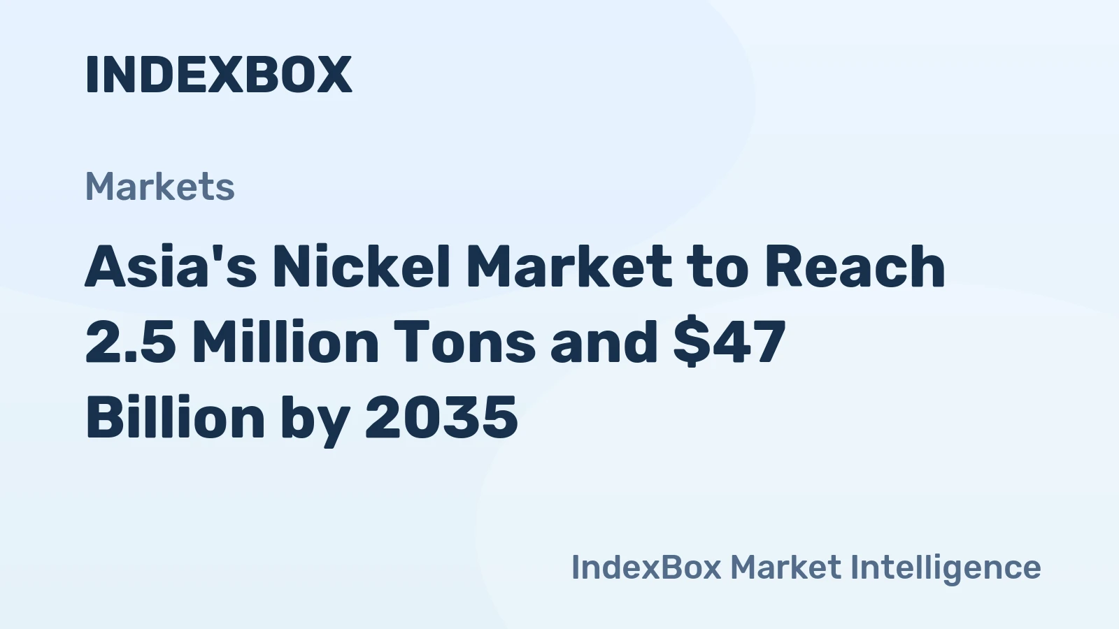 Asia's Nickel Market to Reach 2.5 Million Tons and $47 Billion by 2035