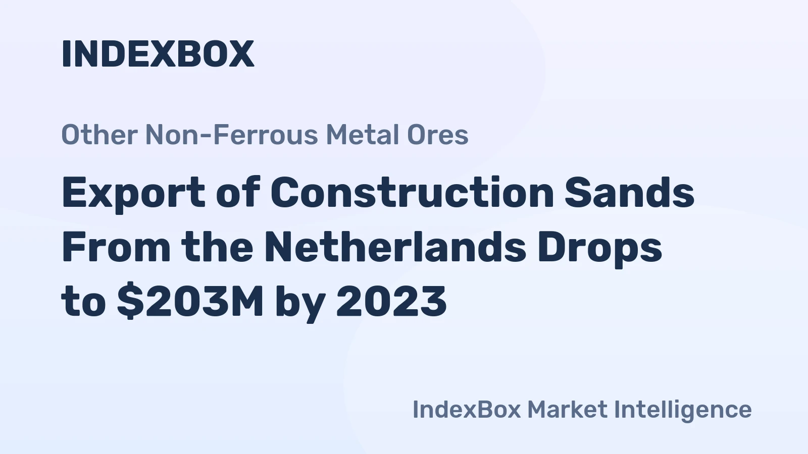 Export of Construction Sands From the Netherlands Drops to $203M by 2023