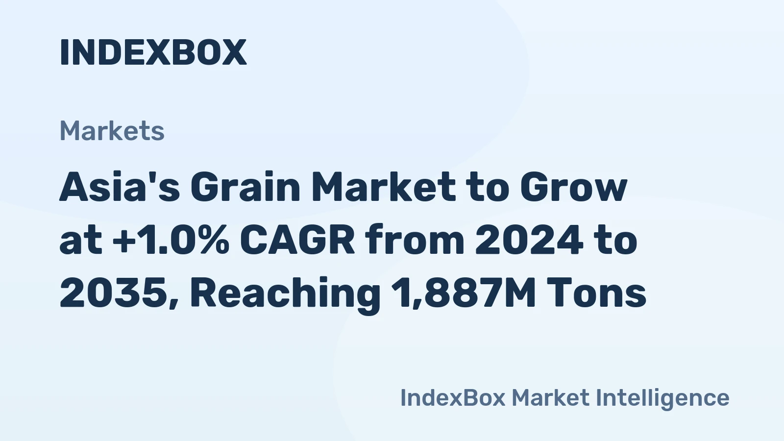 Asia's Grain Market to Grow at +1.0% CAGR from 2024 to 2035, Reaching 1,887M Tons