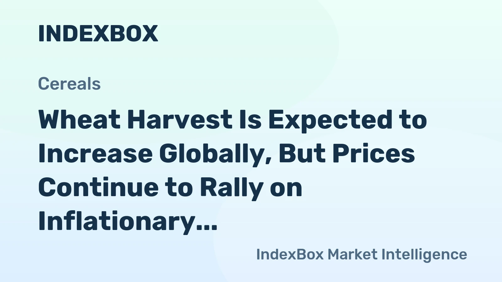 Wheat Harvest Is Expected to Increase Globally, But Prices Continue to Rally on Inflationary Expectations 