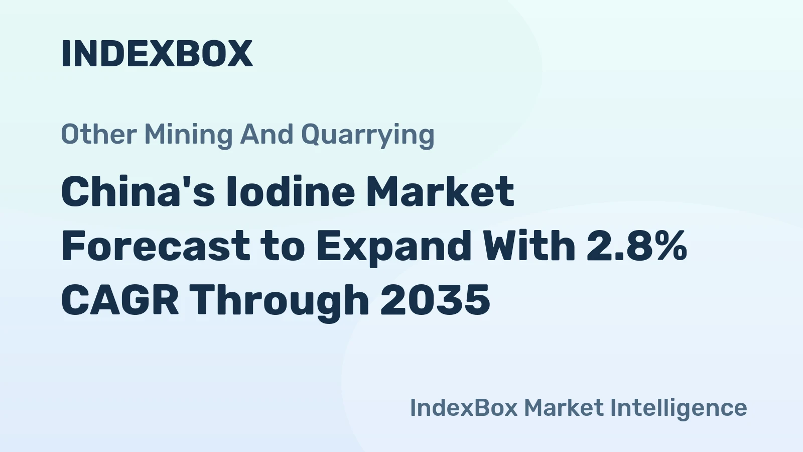 China's Iodine Market Forecast to Expand With 2.8% CAGR Through 2035