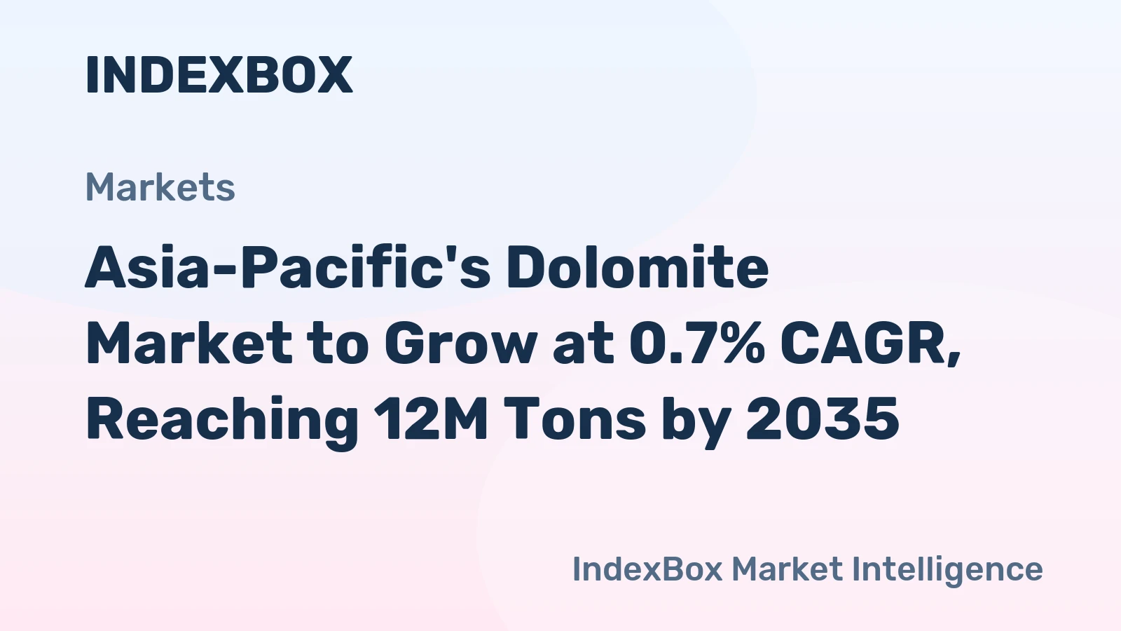 Asia-Pacific's Dolomite Market to Grow at 0.7% CAGR, Reaching 12M Tons by 2035