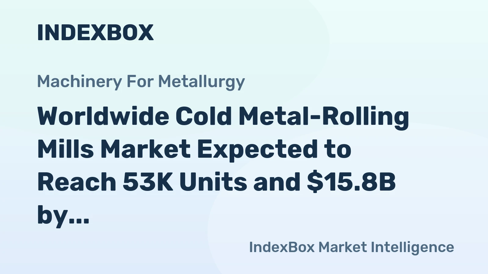 Worldwide Cold Metal-Rolling Mills Market Expected to Reach 53K Units and $15.8B by 2035