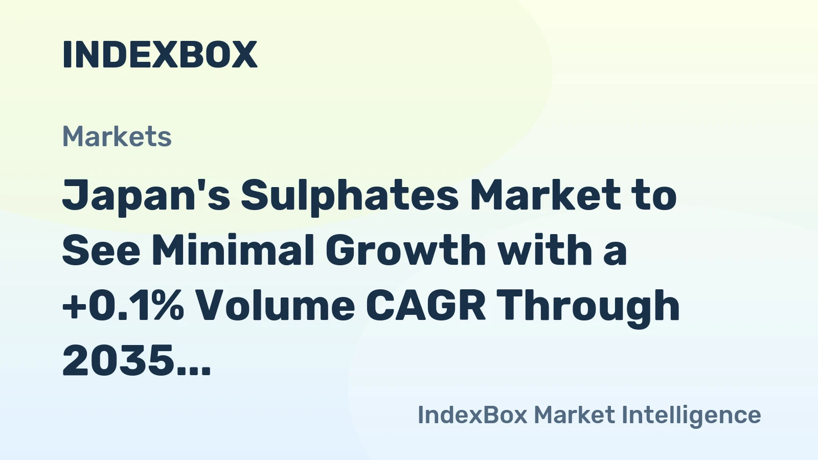 Japan's Sulphates Market to See Minimal Growth with a +0.1% Volume CAGR Through 2035