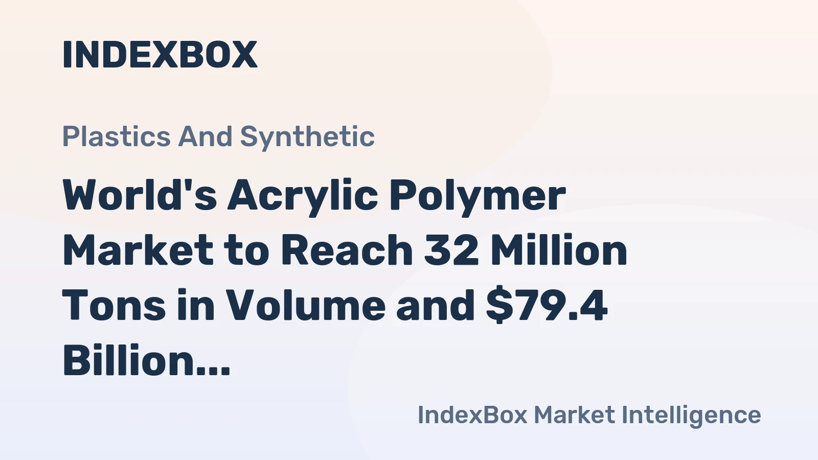 World's Acrylic Polymer Market to Reach 32 Million Tons in Volume and $79.4 Billion in Value by 2035