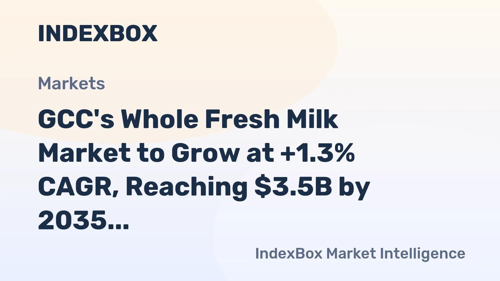 GCC's Whole Fresh Milk Market to Grow at +1.3% CAGR, Reaching $3.5B by 2035
