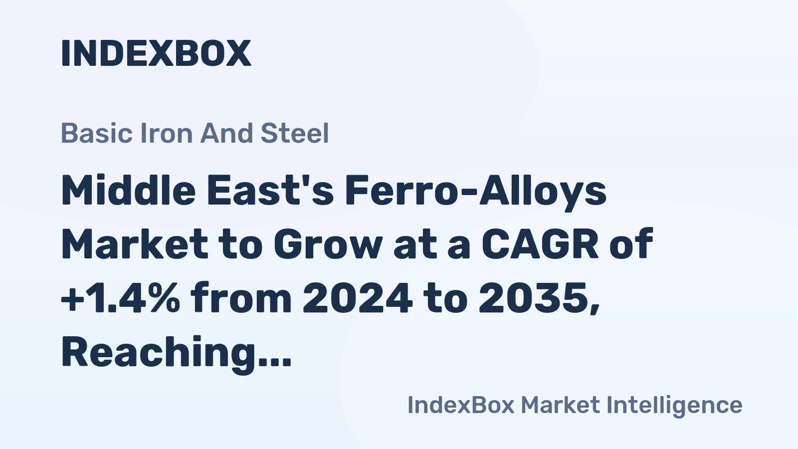 Middle East's Ferro-Alloys Market to Grow at a CAGR of +1.4% from 2024 to 2035, Reaching 9.4M Tons