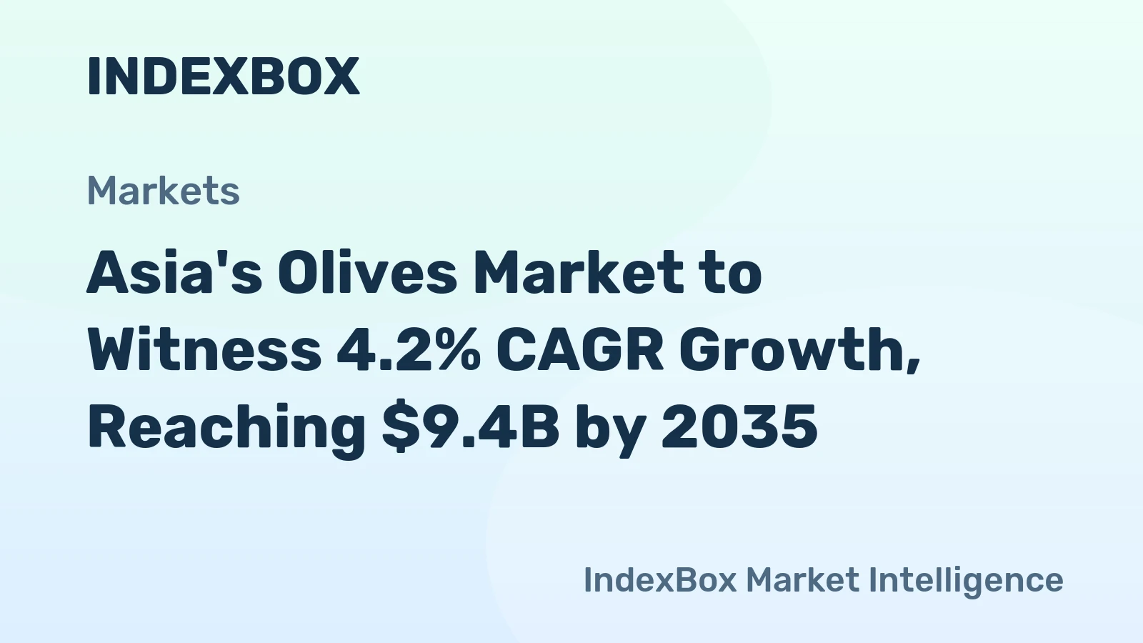 Asia's Olives Market to Witness 4.2% CAGR Growth, Reaching $9.4B by 2035