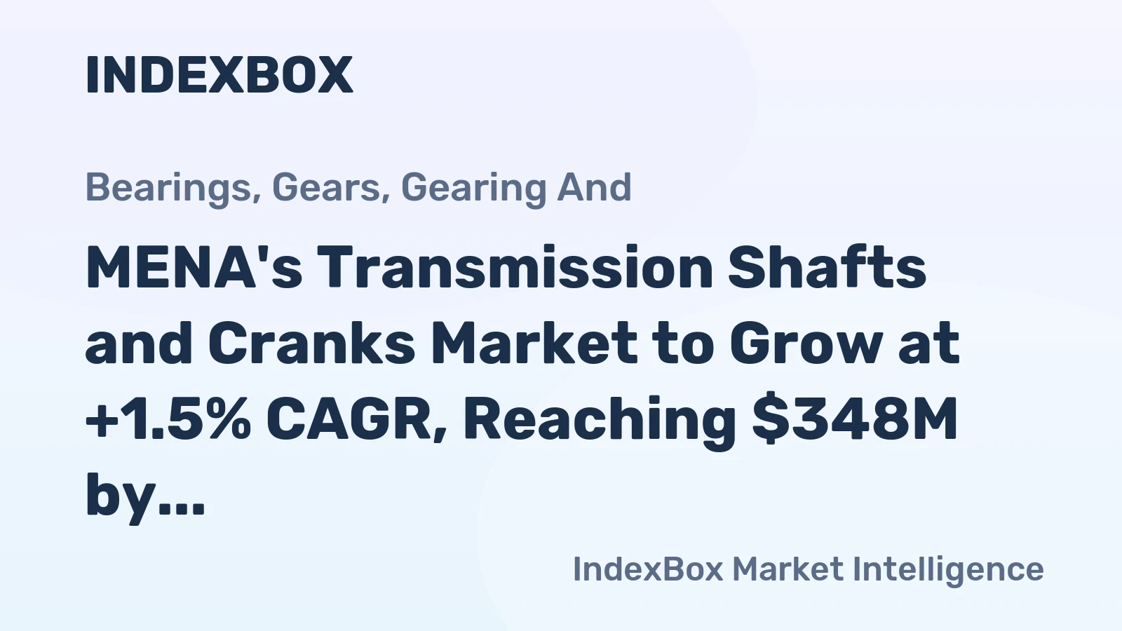 MENA's Transmission Shafts and Cranks Market to Grow at +1.5% CAGR, Reaching $348M by 2035