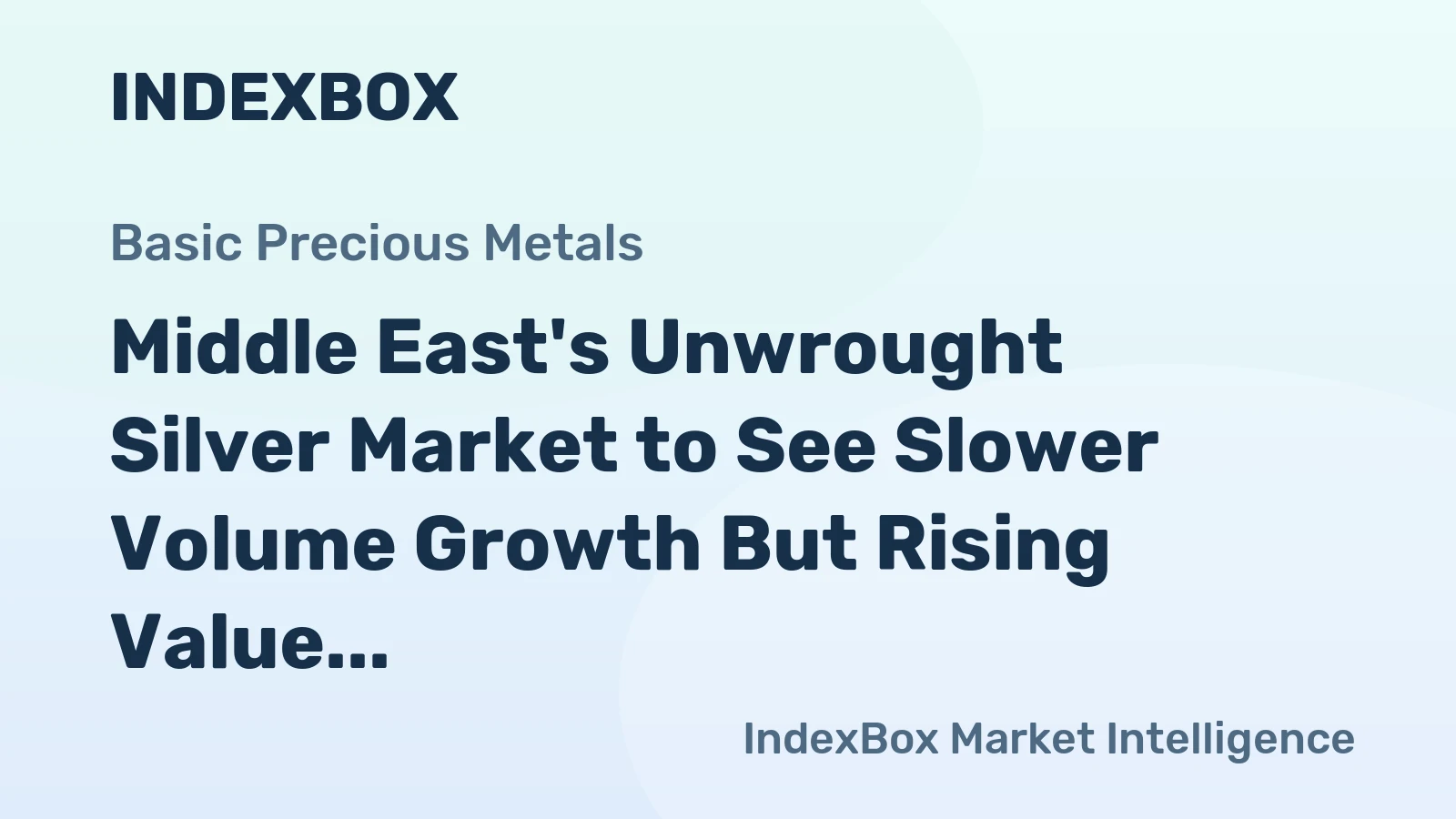 Middle East's Unwrought Silver Market to See Slower Volume Growth But Rising Value at 1.7% CAGR