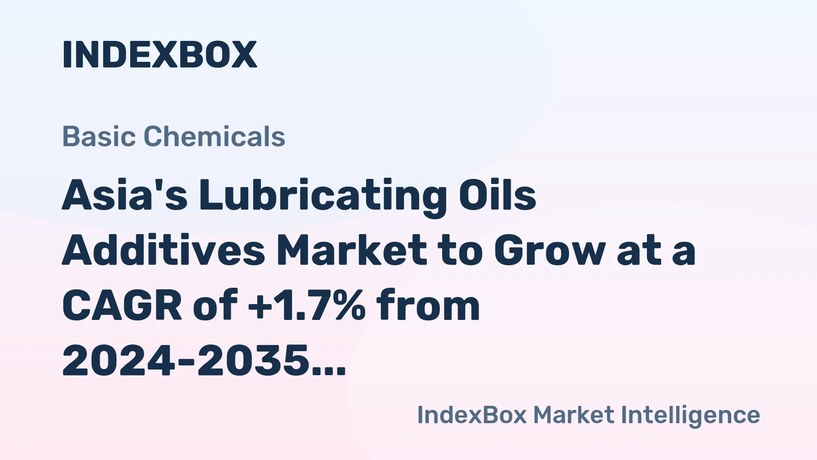 Asia's Lubricating Oils Additives Market to Grow at a CAGR of +1.7% from 2024-2035, Reaching $22.8B by 2035