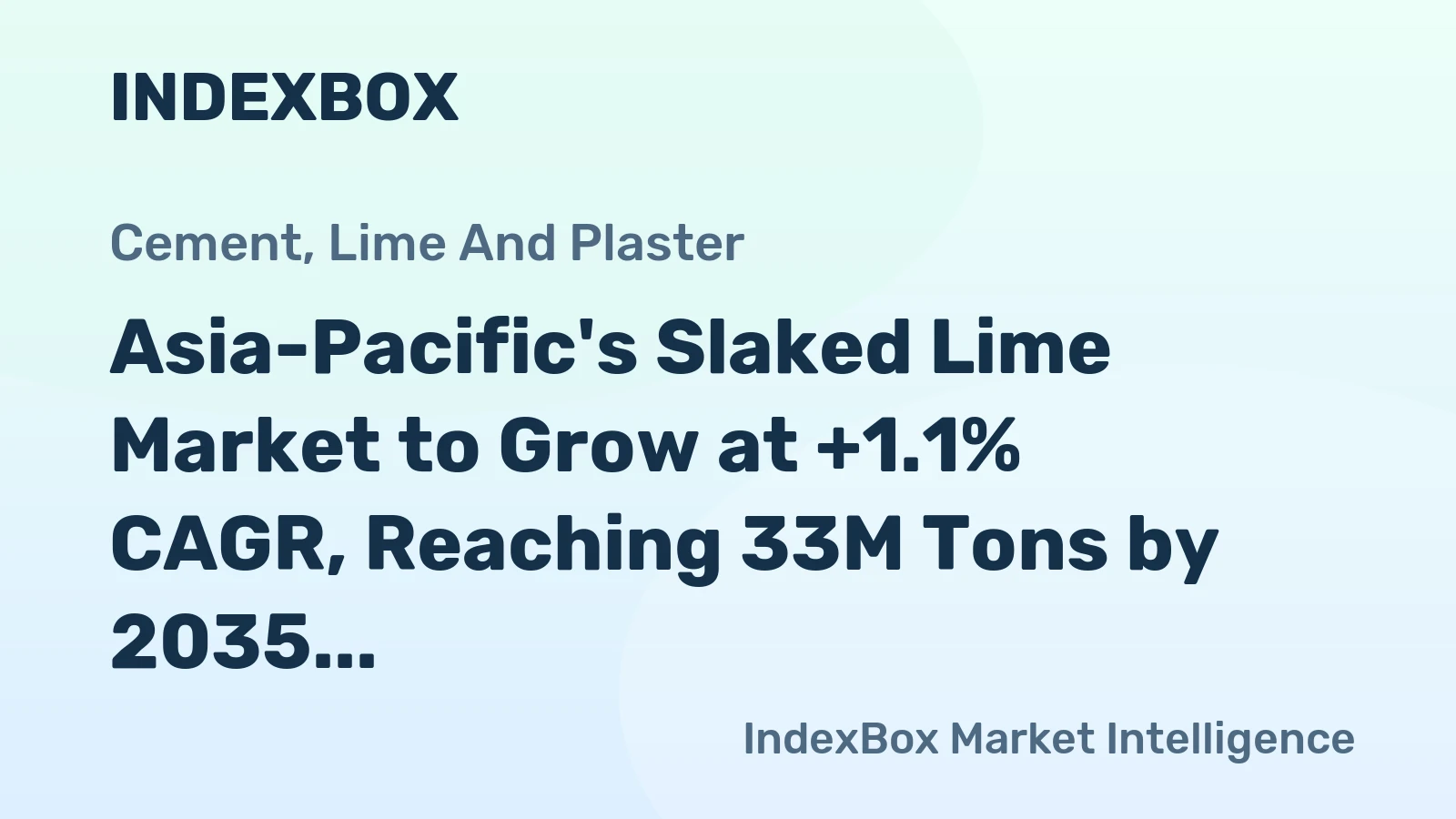 Asia-Pacific's Slaked Lime Market to Grow at +1.1% CAGR, Reaching 33M Tons by 2035