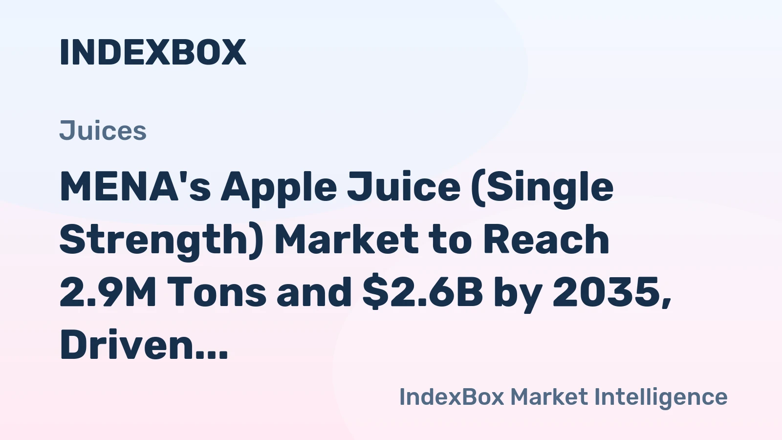 MENA's Apple Juice (Single Strength) Market to Reach 2.9M Tons and $2.6B by 2035, Driven by Increasing Demand