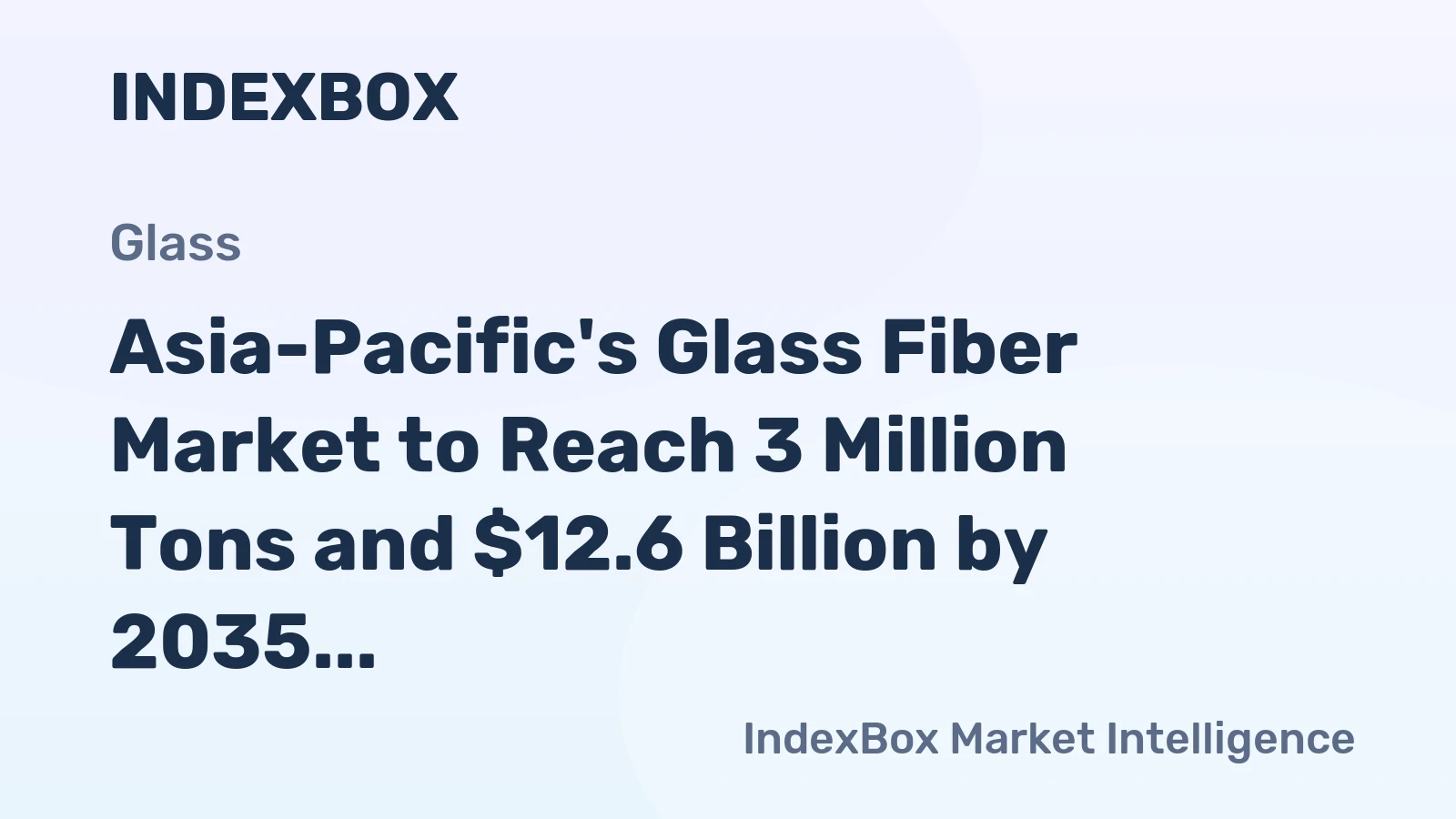 Asia-Pacific's Glass Fiber Market to Reach 3 Million Tons and $12.6 Billion by 2035