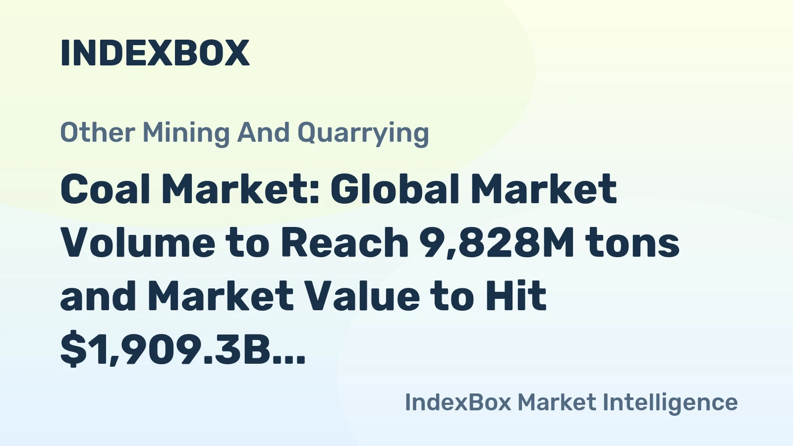 Coal Market: Global Market Volume to Reach 9,828M tons and Market Value to Hit $1,909.3B by 2035