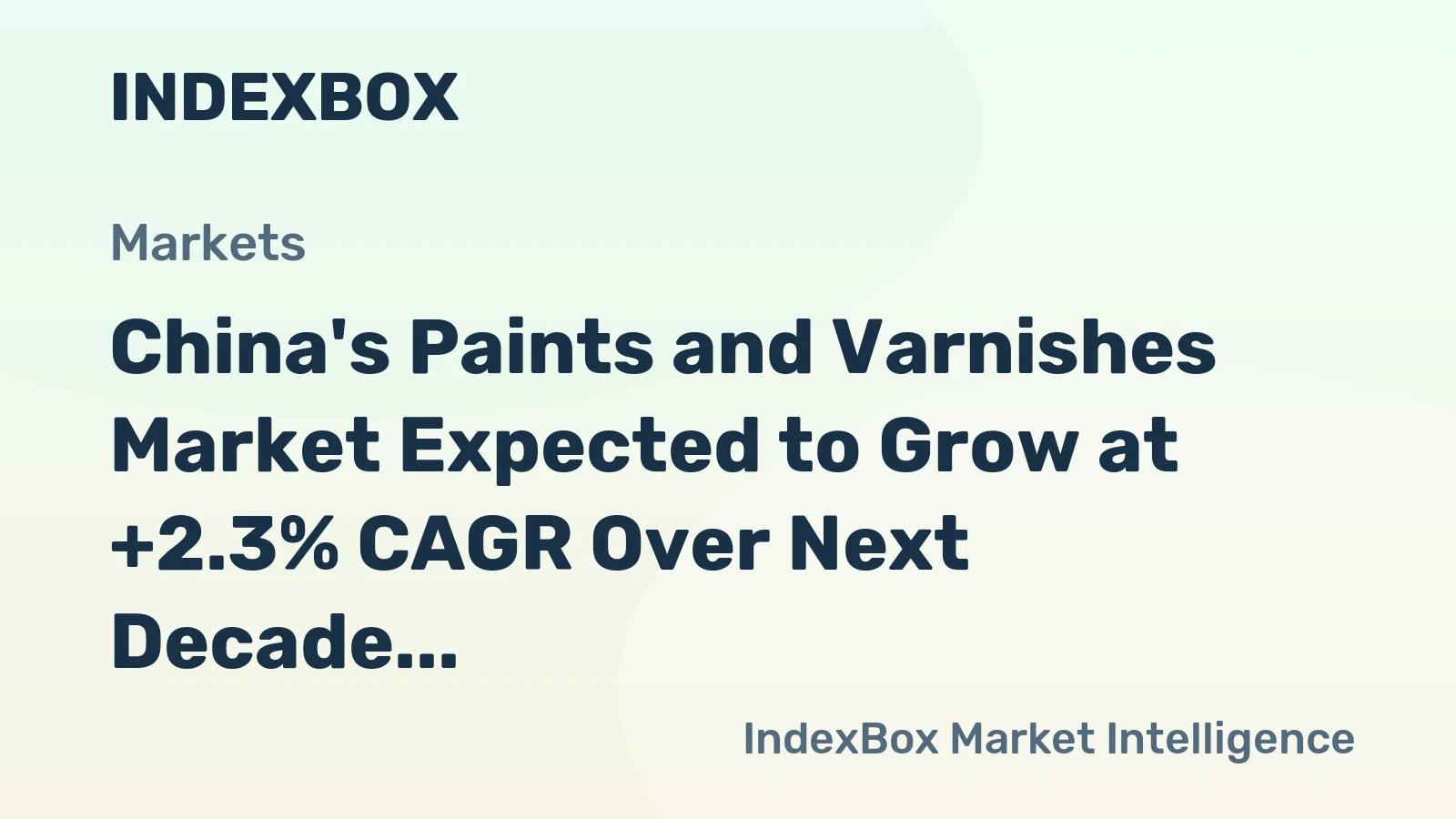 China's Paints and Varnishes Market Expected to Grow at +2.3% CAGR Over Next Decade