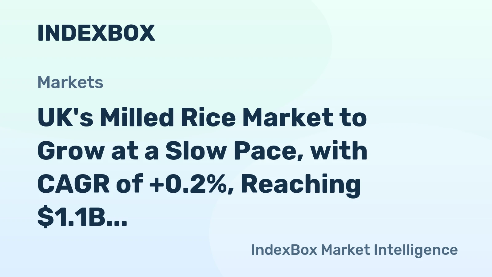 UK's Milled Rice Market to Grow at a Slow Pace, with CAGR of +0.2%, Reaching $1.1B by 2035
