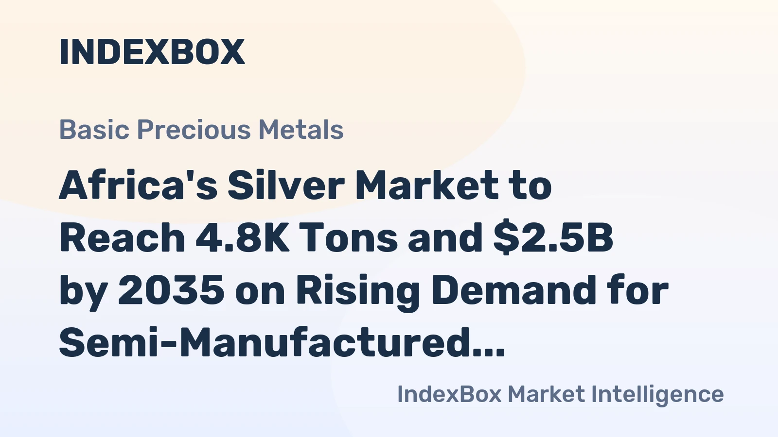 Africa's Silver Market to Reach 4.8K Tons and $2.5B by 2035 on Rising Demand for Semi-Manufactured Forms