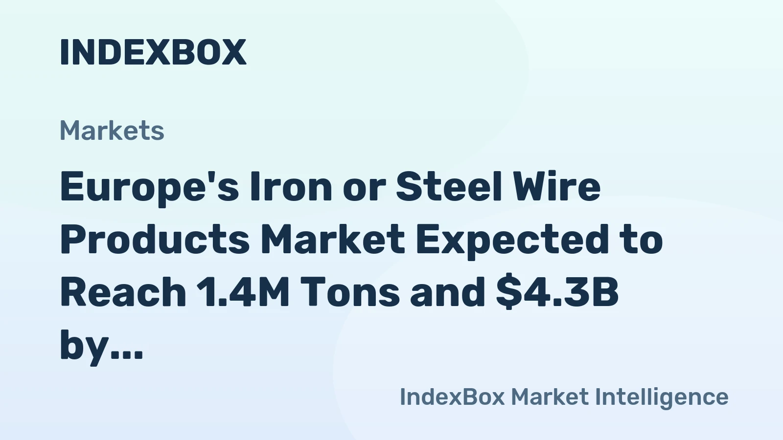 Europe's Iron or Steel Wire Products Market Expected to Reach 1.4M Tons and $4.3B by 2035