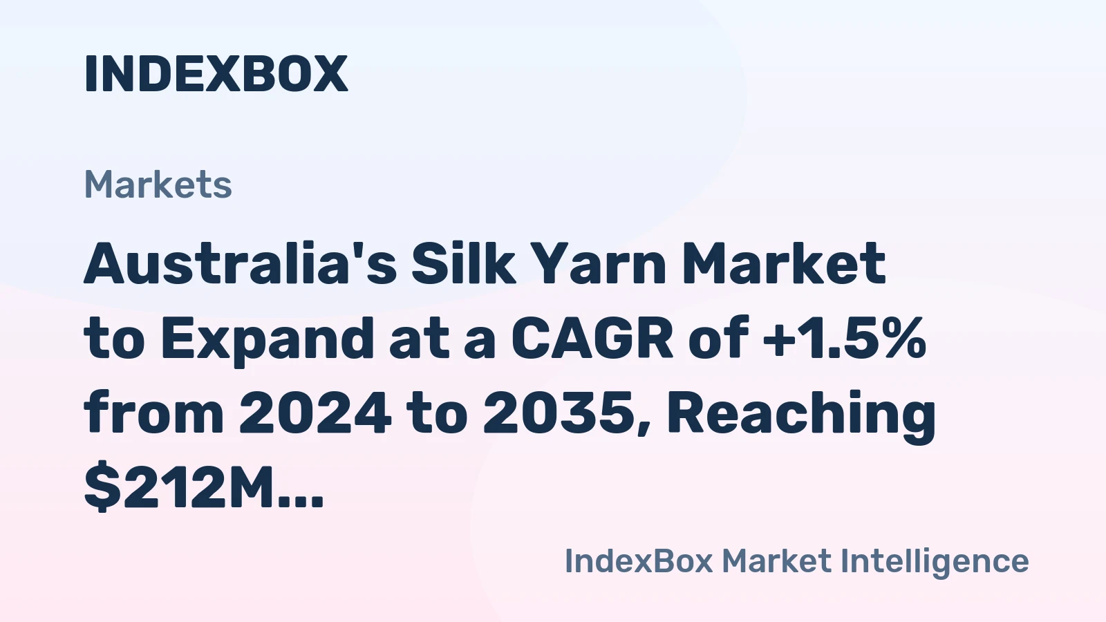 Australia's Silk Yarn Market to Expand at a CAGR of +1.5% from 2024 to 2035, Reaching $212M by 2035