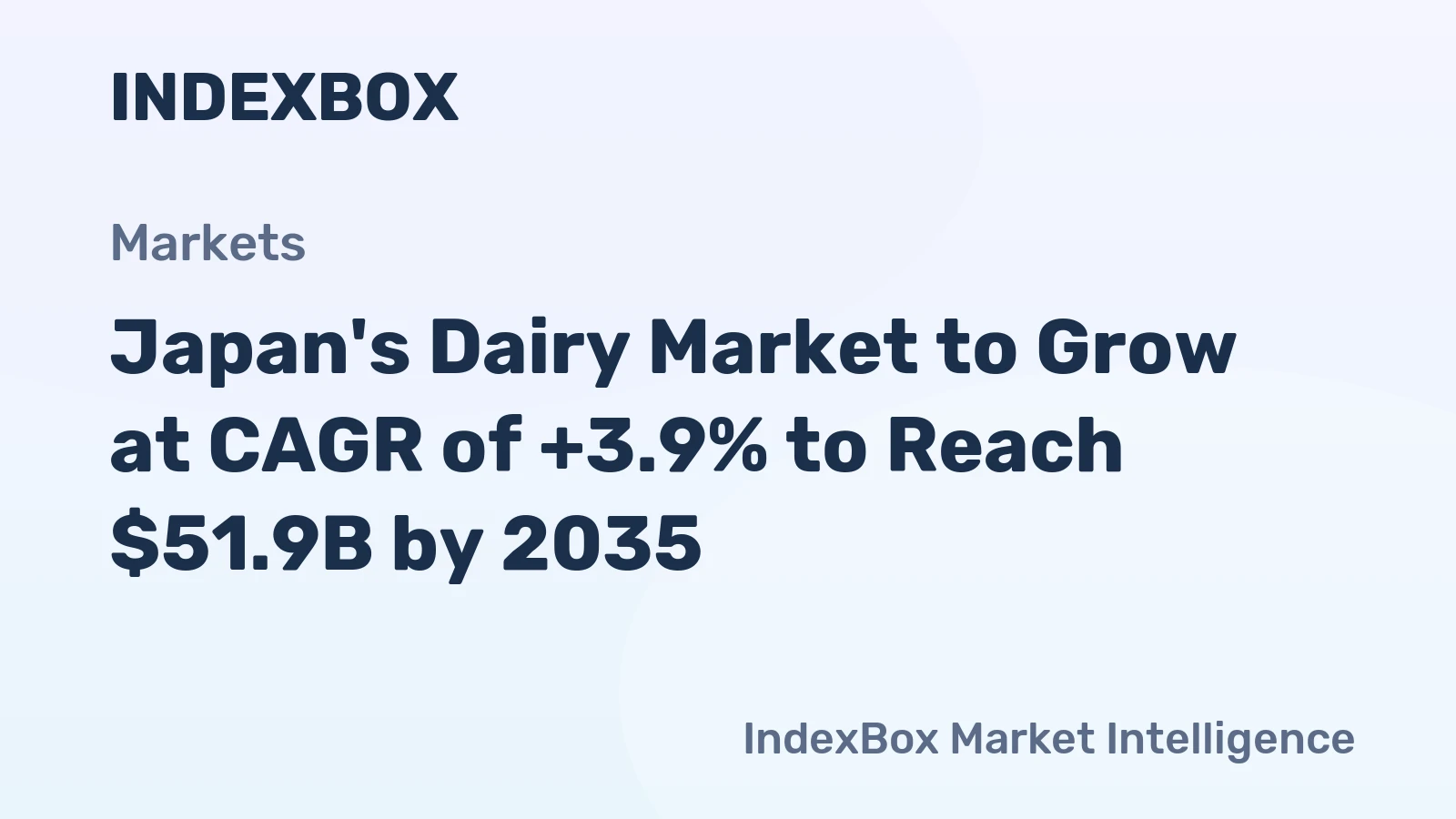 Japan's Dairy Market to Grow at CAGR of +3.9% to Reach $51.9B by 2035