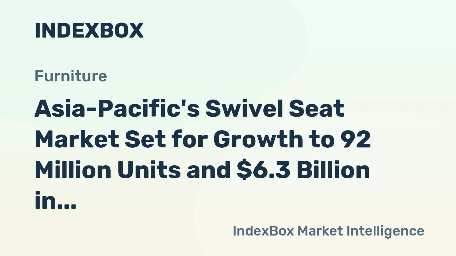 Asia-Pacific's Swivel Seat Market Set for Growth to 92 Million Units and $6.3 Billion in Value