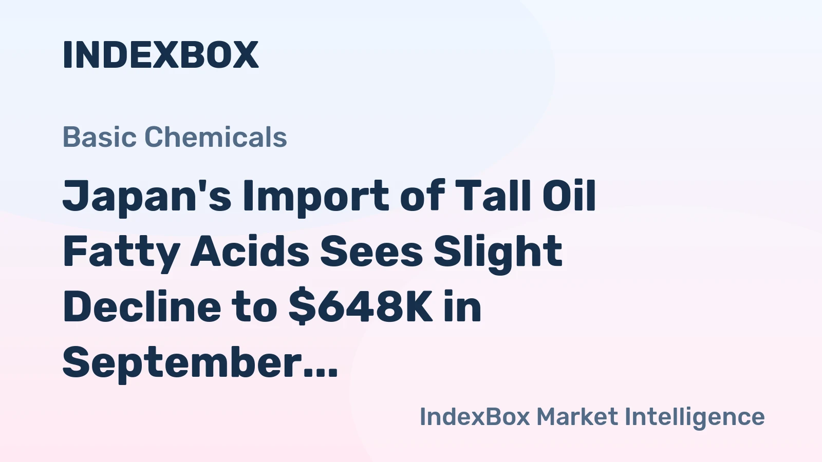 Japan's Import of Tall Oil Fatty Acids Sees Slight Decline to $648K in September 2023