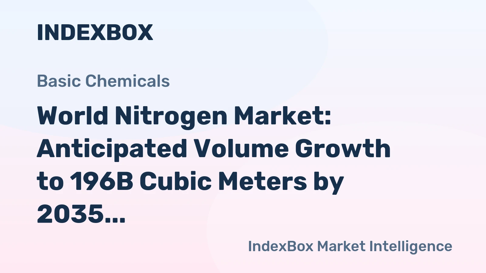 World Nitrogen Market: Anticipated Volume Growth to 196B Cubic Meters by 2035, Value Expected to Reach $99.8B
