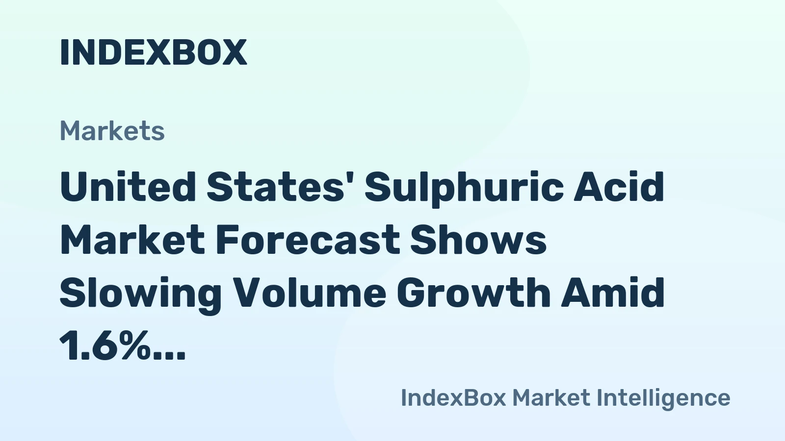 United States' Sulphuric Acid Market Forecast Shows Slowing Volume Growth Amid 1.6% CAGR Value Rise