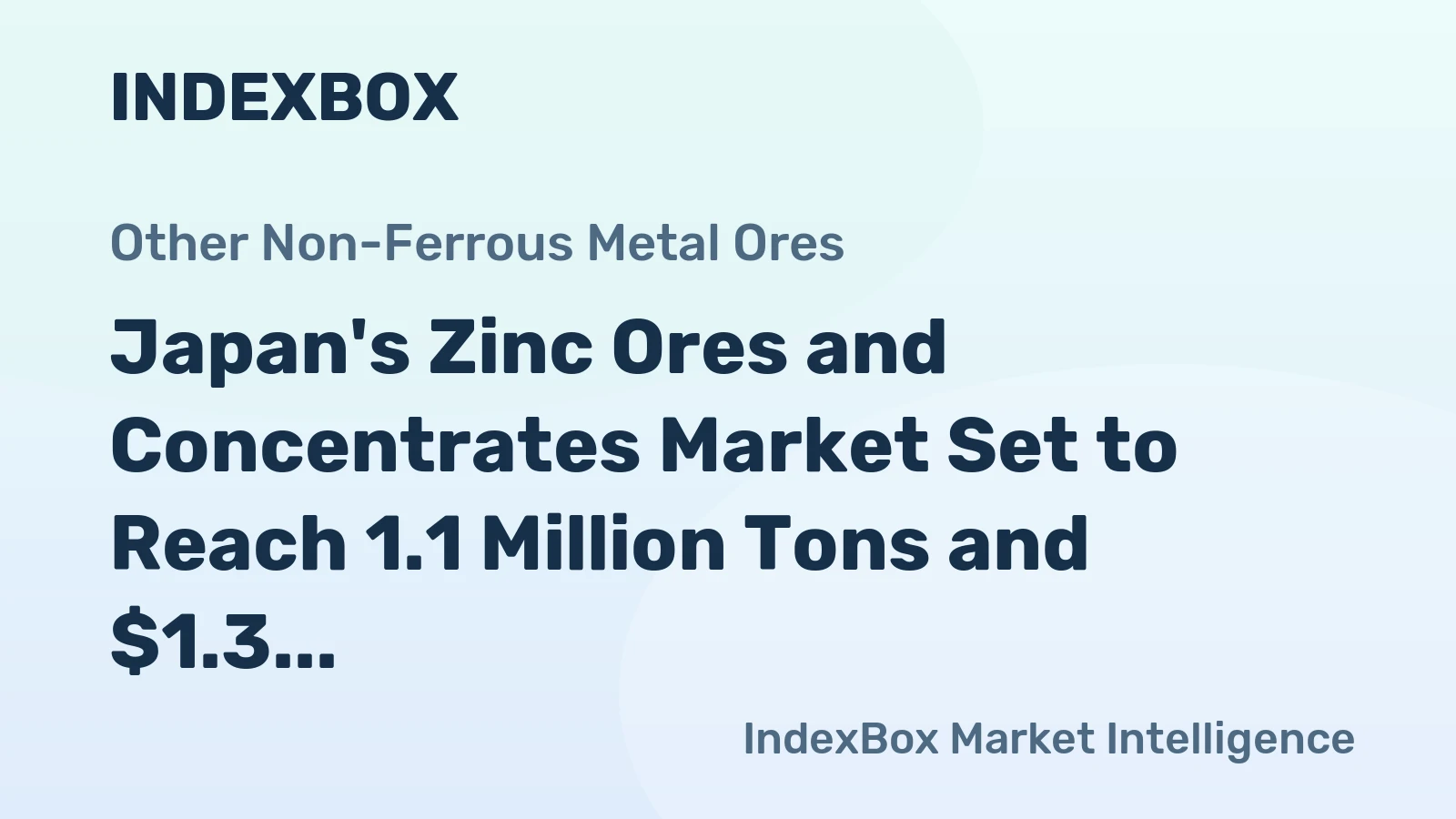 Japan's Zinc Ores and Concentrates Market Set to Reach 1.1 Million Tons and $1.3 Billion