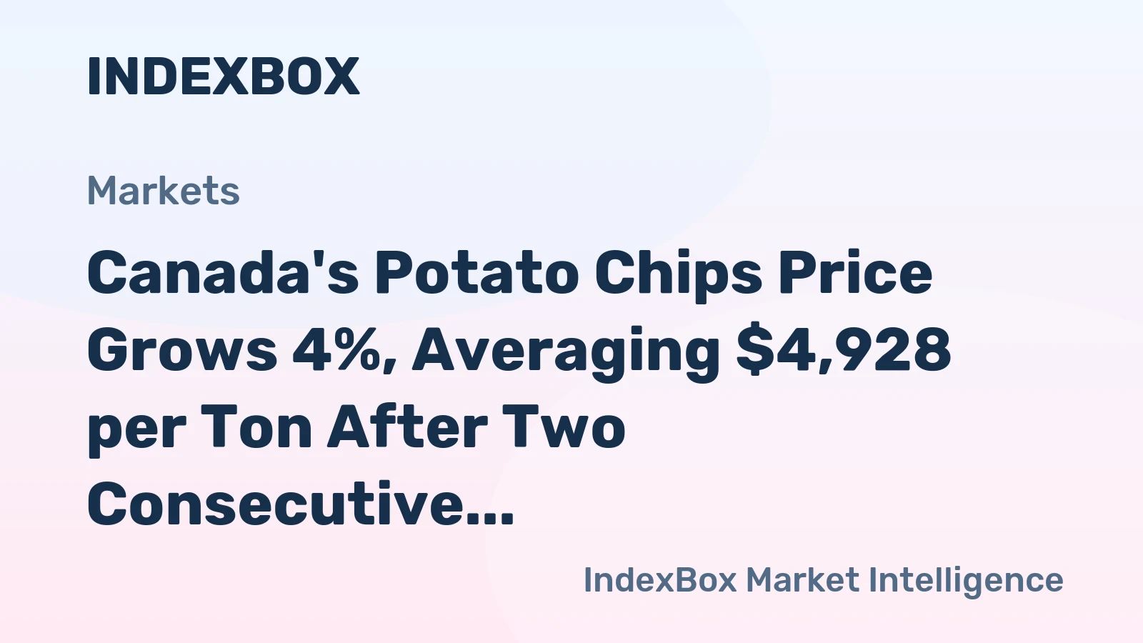 Canada's Potato Chips Price Grows 4%, Averaging $4,928 per Ton After Two Consecutive Months of Growth