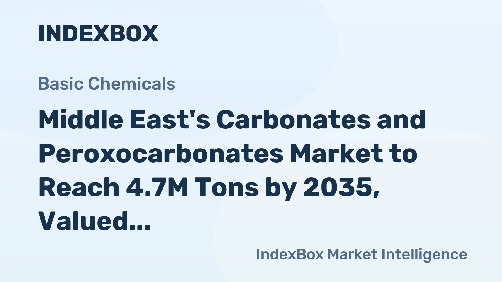 Middle East's Carbonates and Peroxocarbonates Market to Reach 4.7M Tons by 2035, Valued at $1.1B
